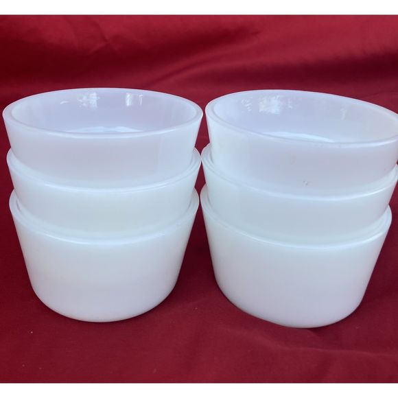 Glasbake | Dining | 6 Vintage Glasbake White Milk Glass Custard Flan ...